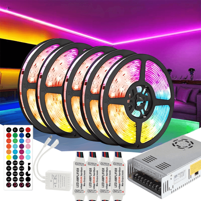 ☑️Kit banda LED RGB 12V, 25 metri ledia.ro - magazin LED ⭐⭐⭐⭐⭐