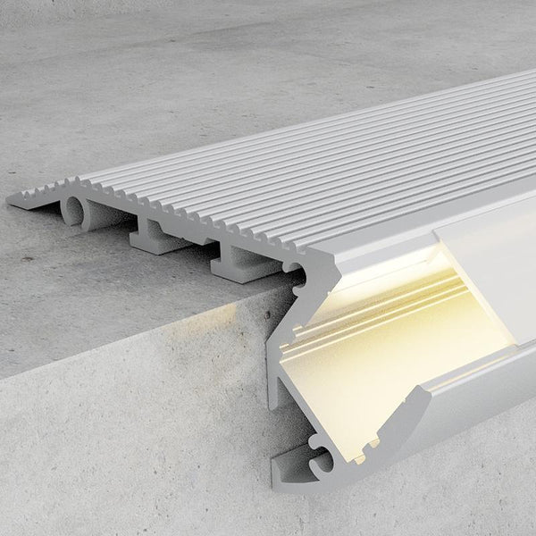☑️Profil LED din aluminiu pentru trepte Oiew, 26,5 x 65 mm, 2 metri ...